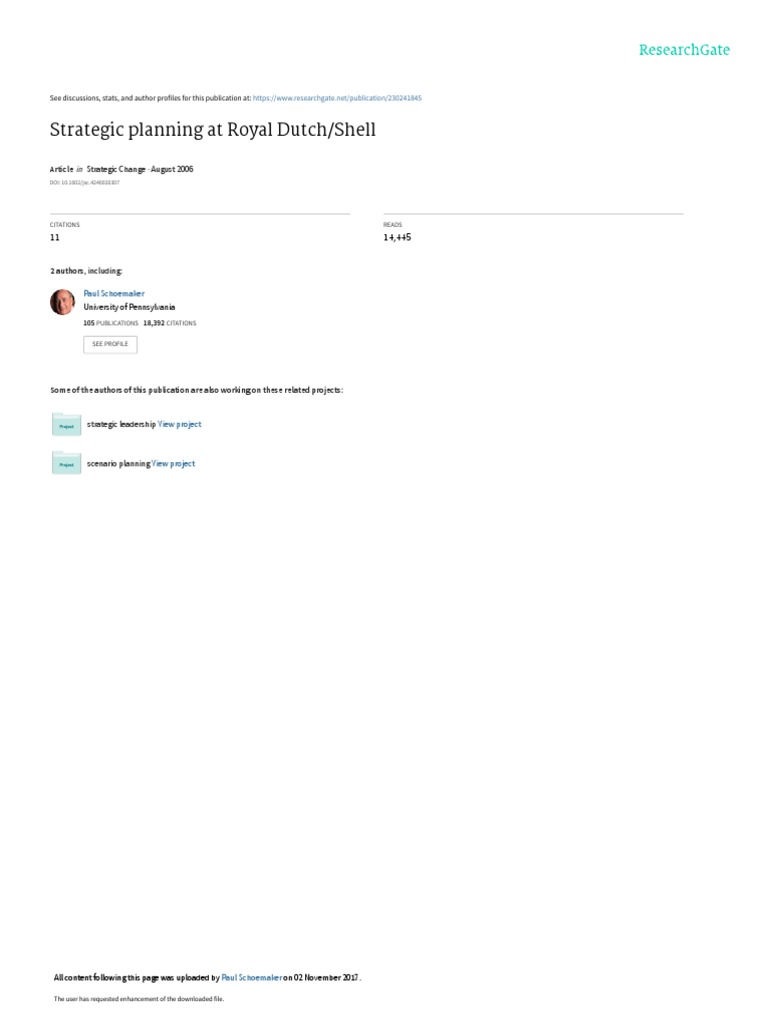 Strategic Planning at Royal Dutch/Shell | PDF | Career & Growth | Art