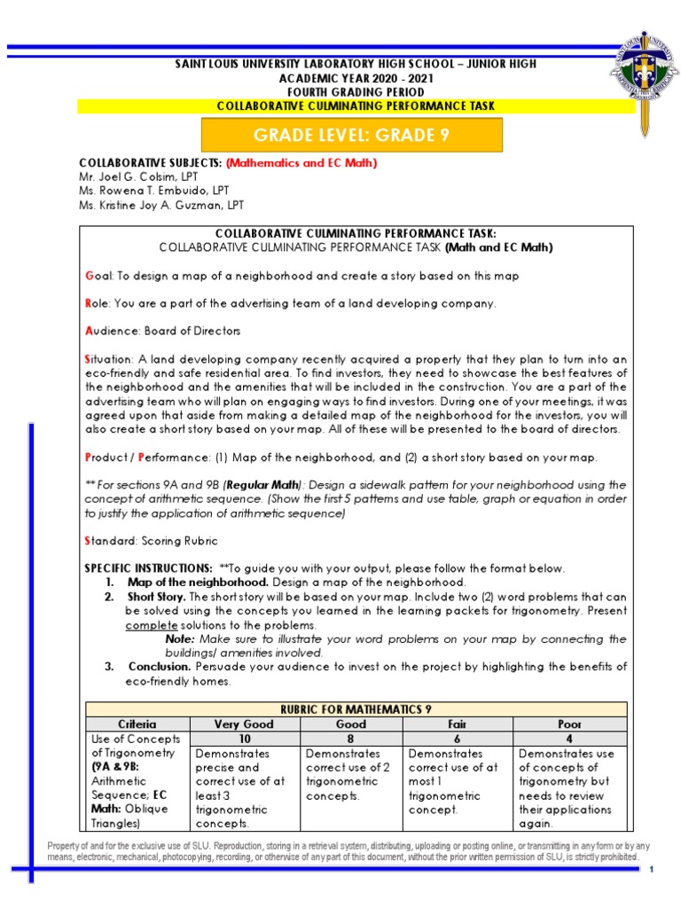 Grade Level: Grade 9: (Mathematics and EC Math) | PDF | Trigonometry ...