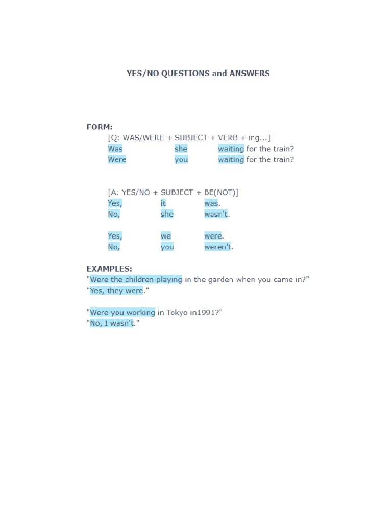 Lesson 5 - Past Progressive - Questions and Answers | PDF