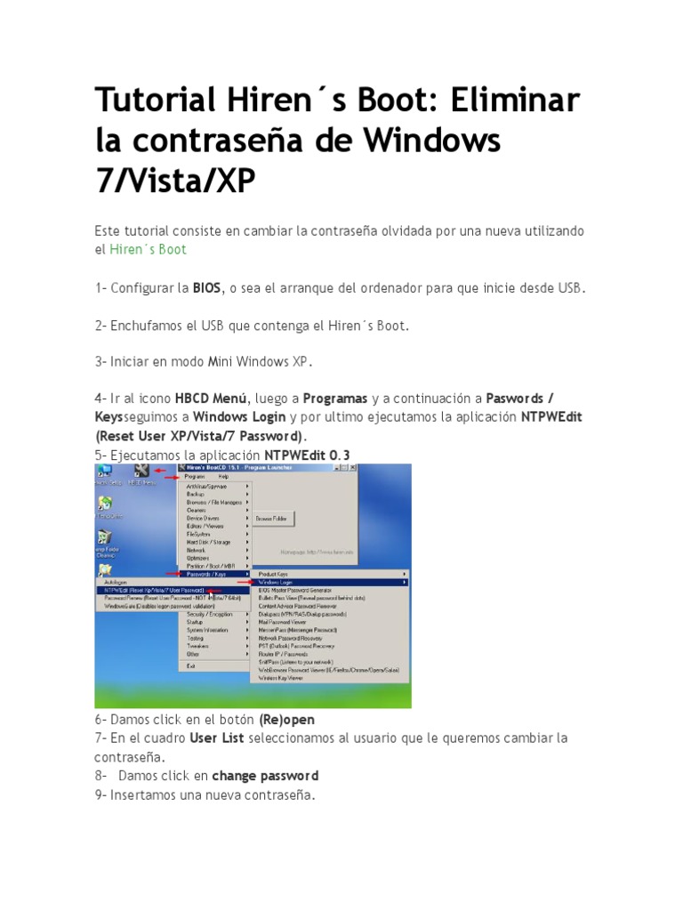Unlock Password Windows With Hiren Boot | PDF