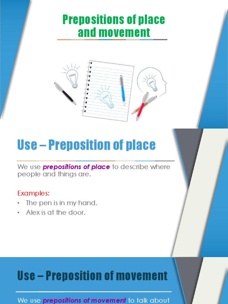Prepositions of Place and Movement | PDF