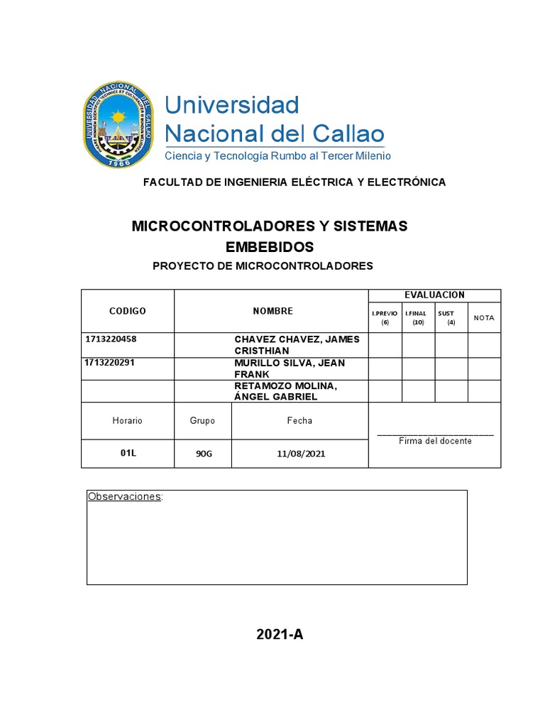 Proyecto Microcontroladores 2021 A | PDF | Microcontrolador | Temperatura