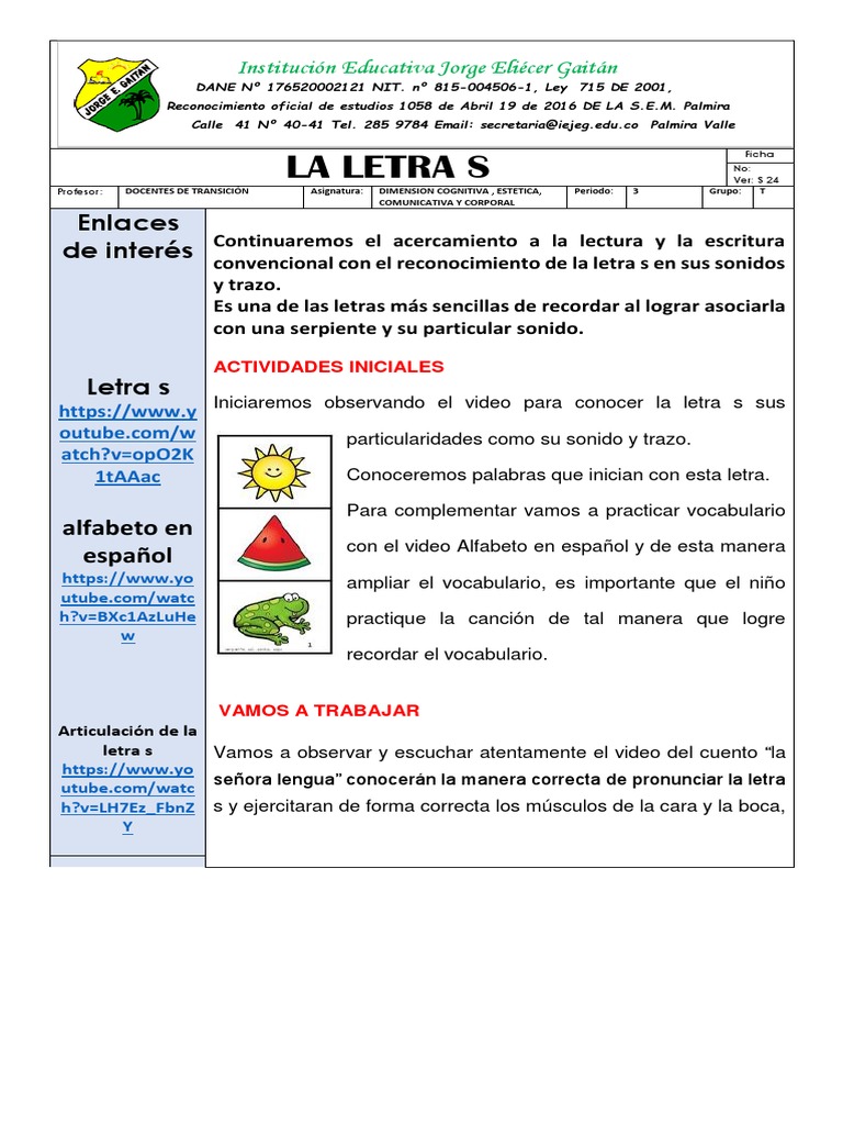 Letra S | PDF | Cognición | Comunicación