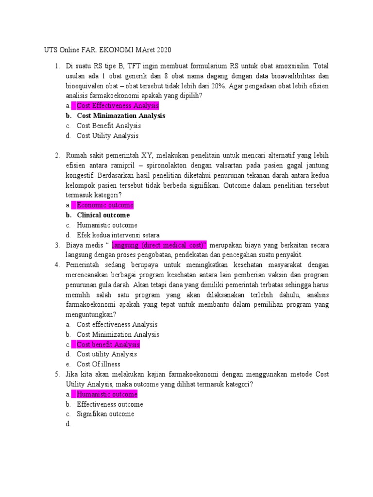 UTS Online FAR - Ekonomi-1 | PDF