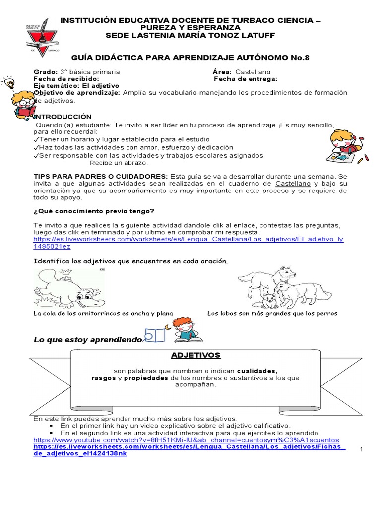 Guia # 12 El Adjetivo | PDF