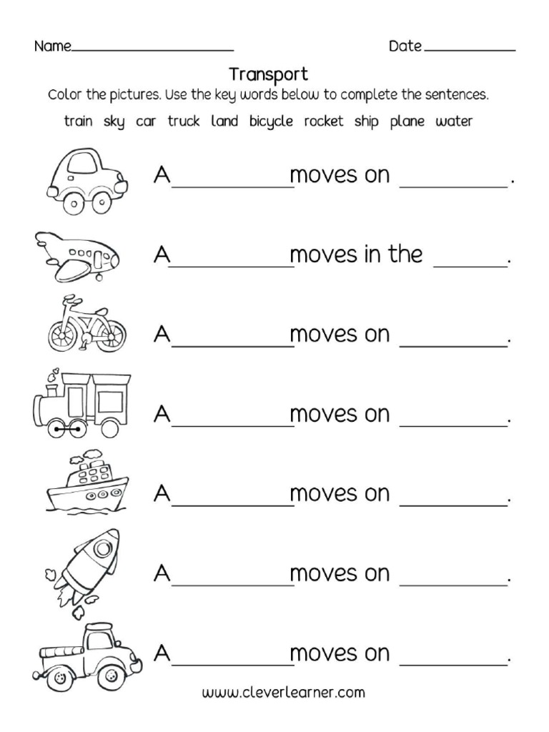 Forms of Transport Activity Worksheets Preschool | PDF