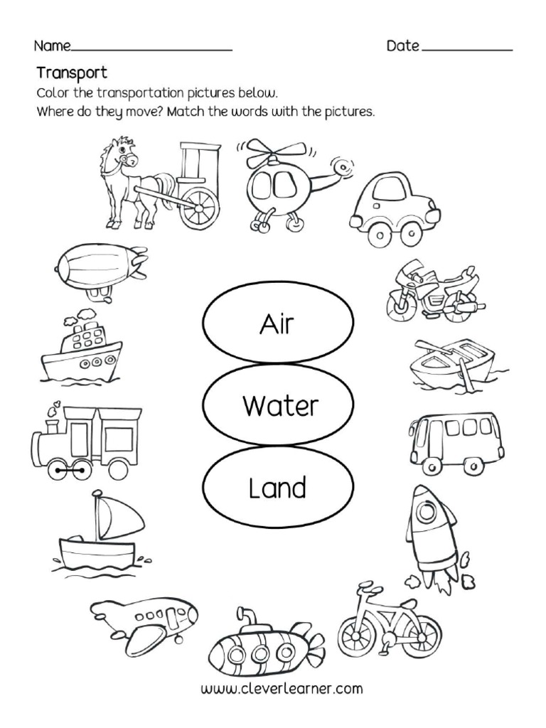 Kinds of Transport Preschool Worksheet | PDF