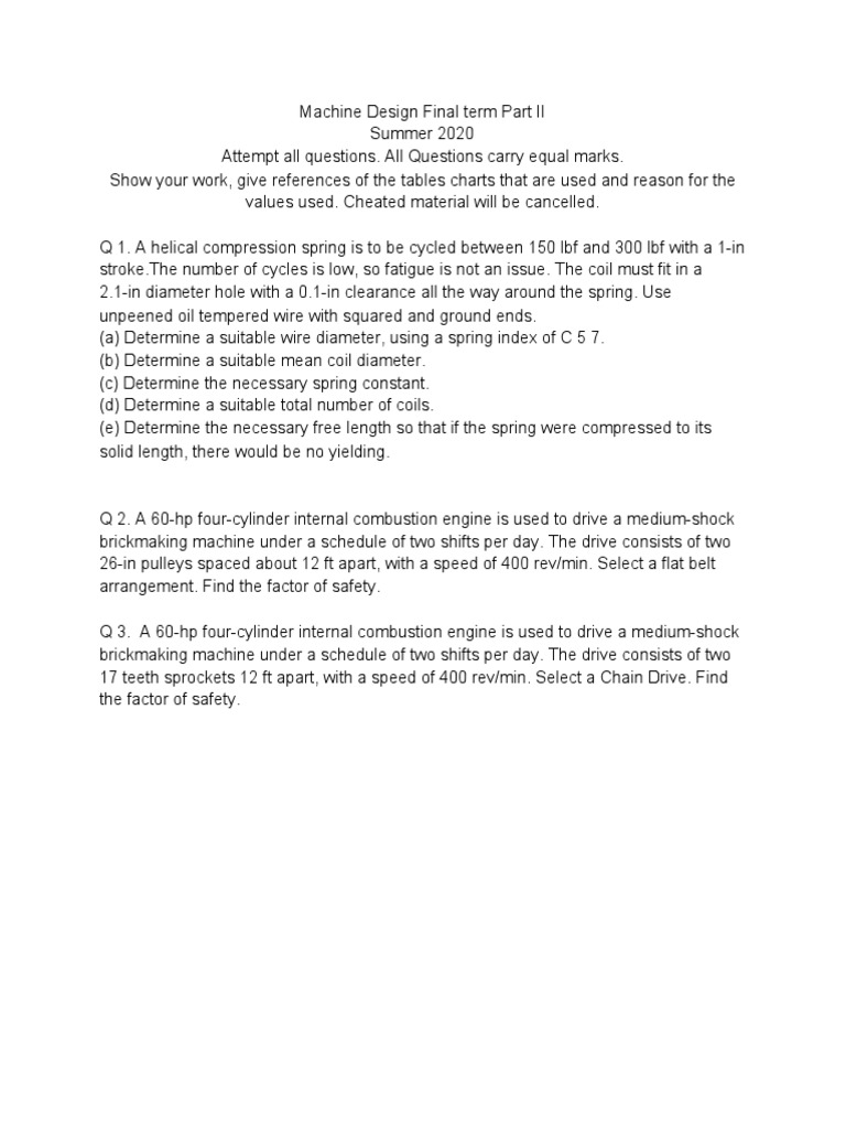 Machine Design Final Term Part II | PDF | Technology & Engineering