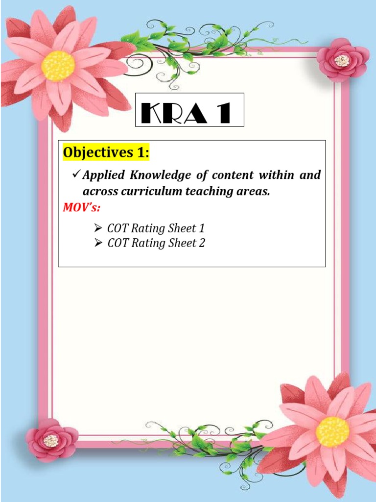 Objectives 1:: Applied Knowledge of Content Within and Across ...