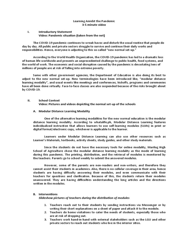 Project Forth Video Sequence DepED | PDF | Distance Education | Learning