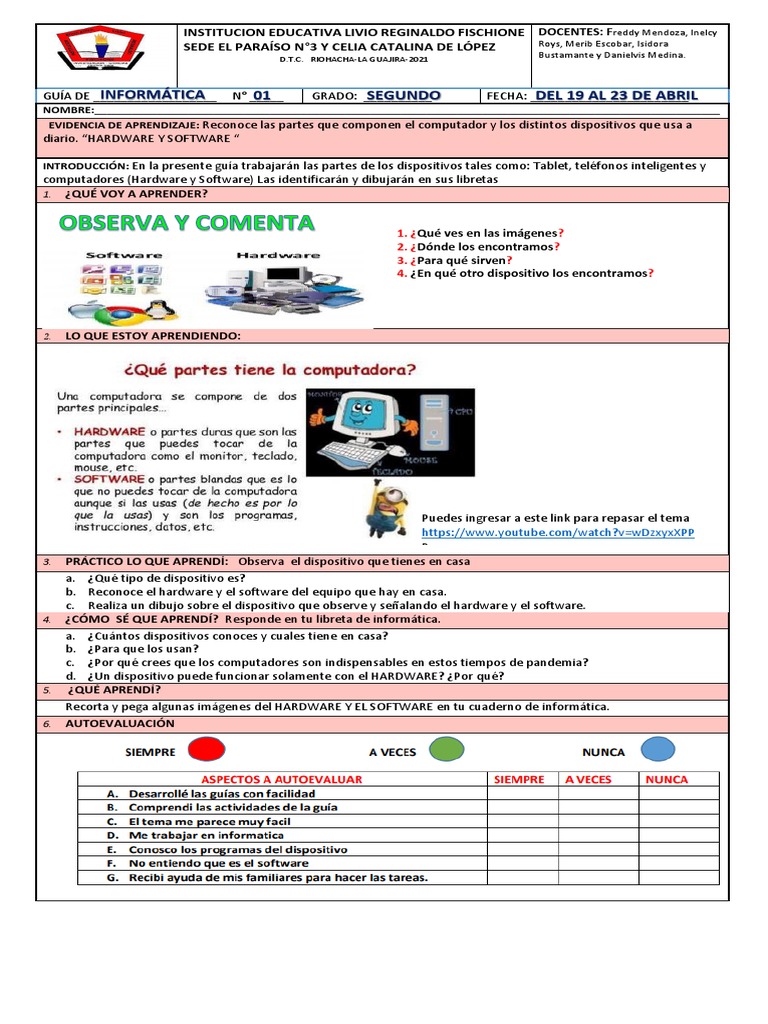 (Template) Taller. Informatica. 1 | PDF | Hardware de la computadora ...