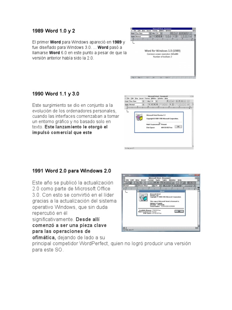 Versiones de Word | PDF | Microsoft Word | Microsoft Office