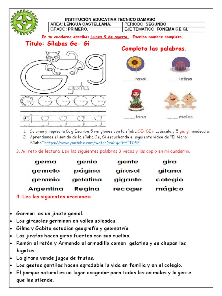Taller Fonema Ge Gi. | PDF