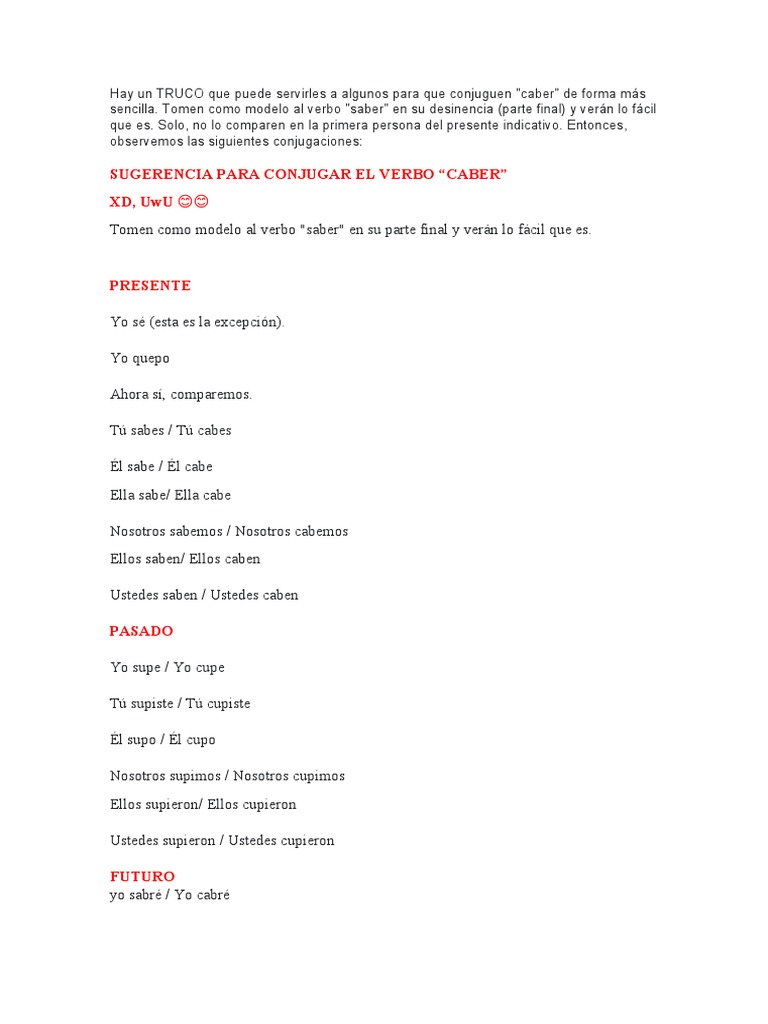 El Verbo Caber | PDF