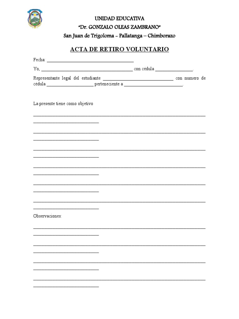 Acta de Retiro Voluntario | PDF