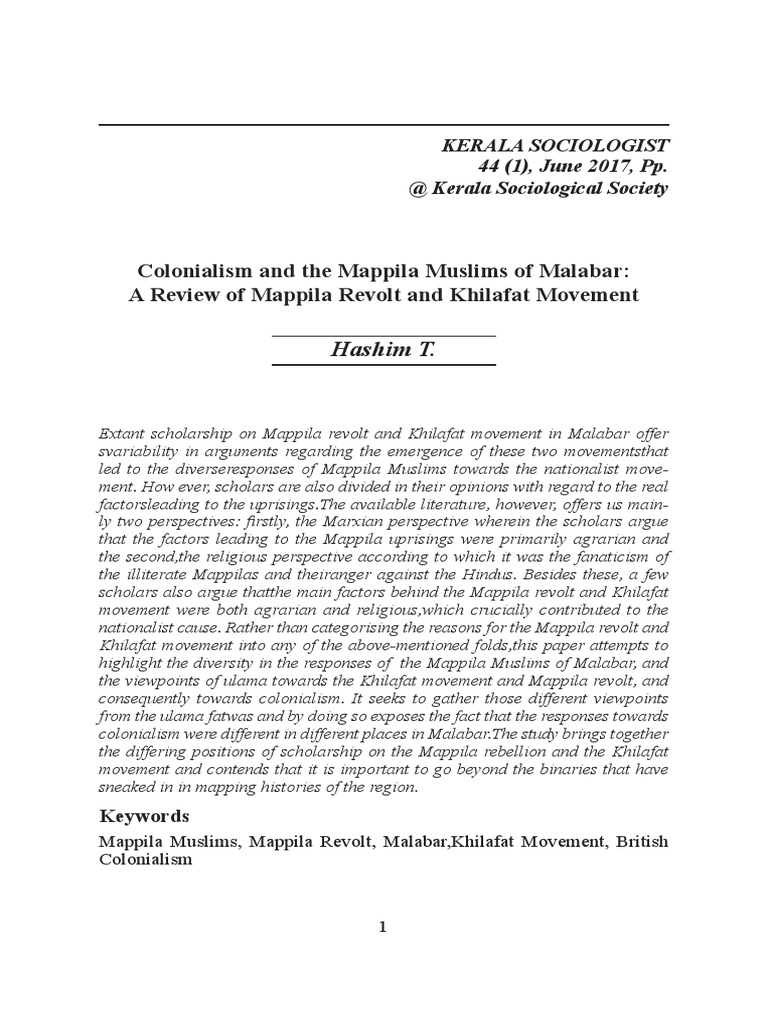 Hashim - Colonialism and The Mappila Muslims of Malabar | PDF ...