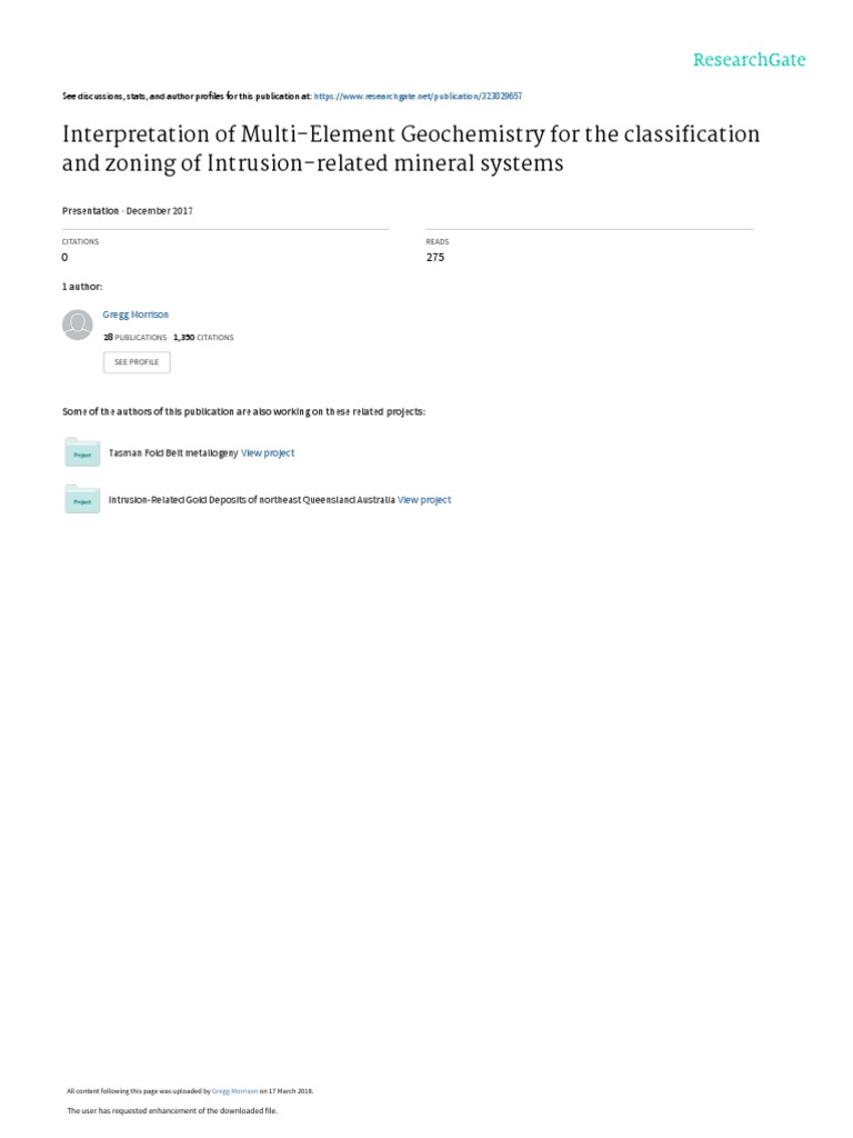 Interpretation of Multi-Element Geochemistry For The Classification and ...