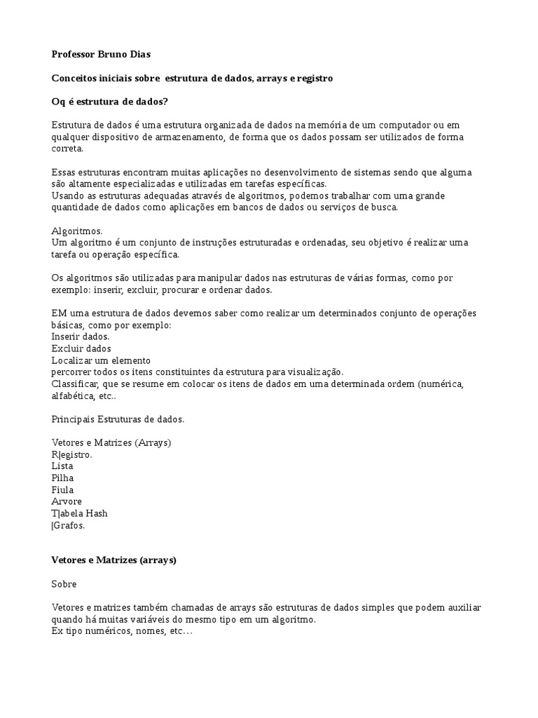 Estrutura de Dados | PDF | Estrutura de dados | Estrutura de dados de ...