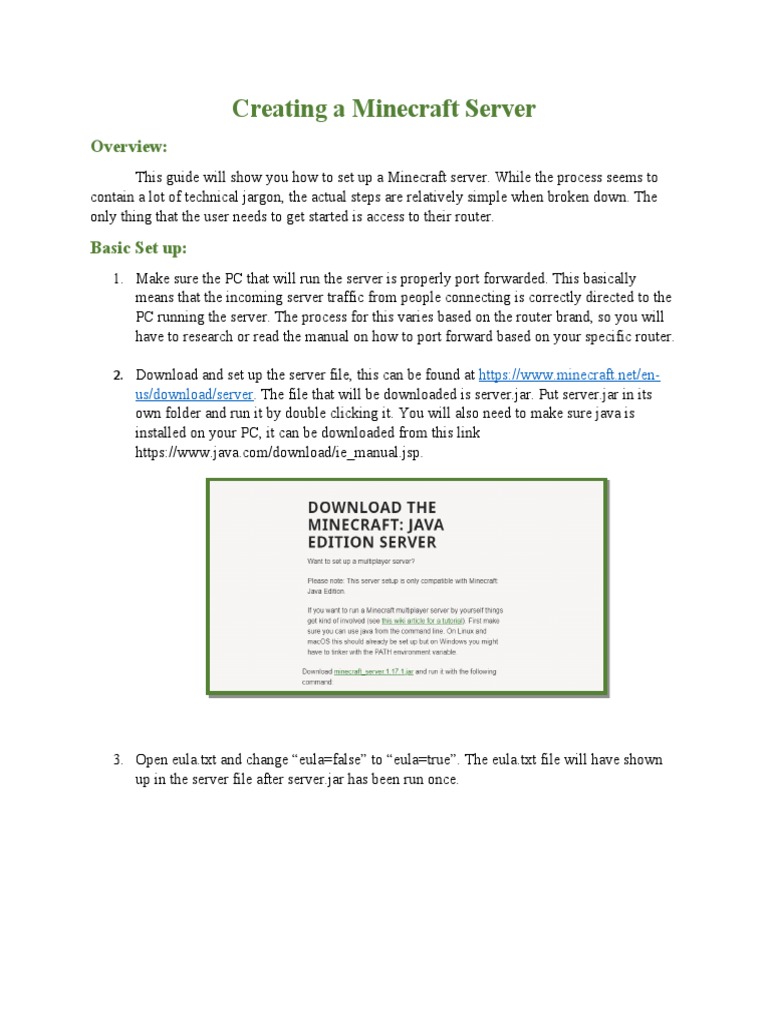 Creating A Minecraft Server: Overview | PDF | Computer File | Router (Computing)