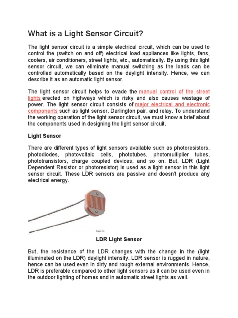 What Is A Light Sensor Circuit?: Manual Control of The Street Lights ...