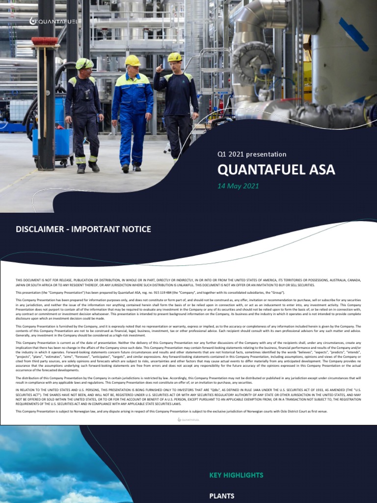 Quantafuel Q1 2021 Company Overview | PDF | Recycling | Waste