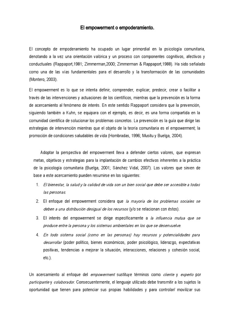 El Empowerment o Empoderamiento. | PDF | Empoderamiento | Planificación