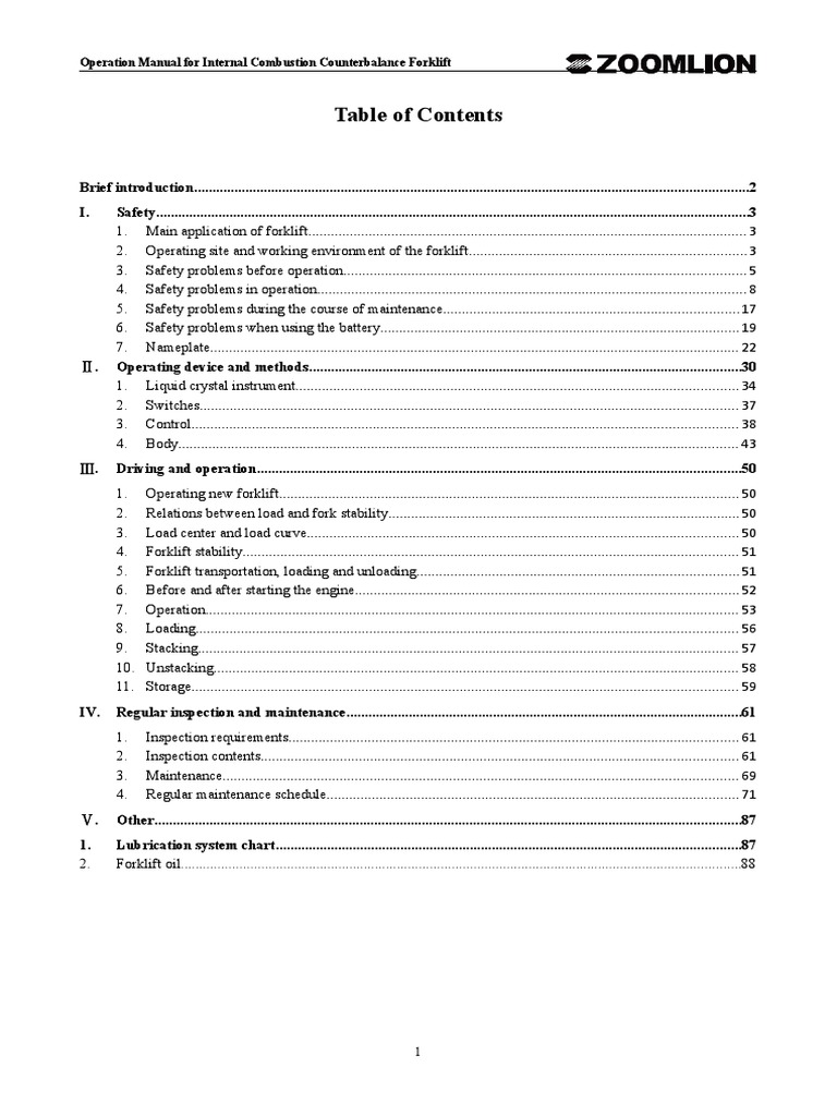 Operation Safety Manual | PDF | Forklift | Transmission (Mechanics)