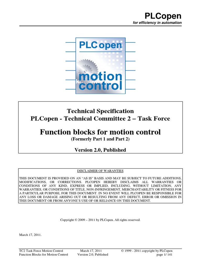Plcopen Motion Control Part 1 Version 20 Pdf Parameter Computer Programming Function