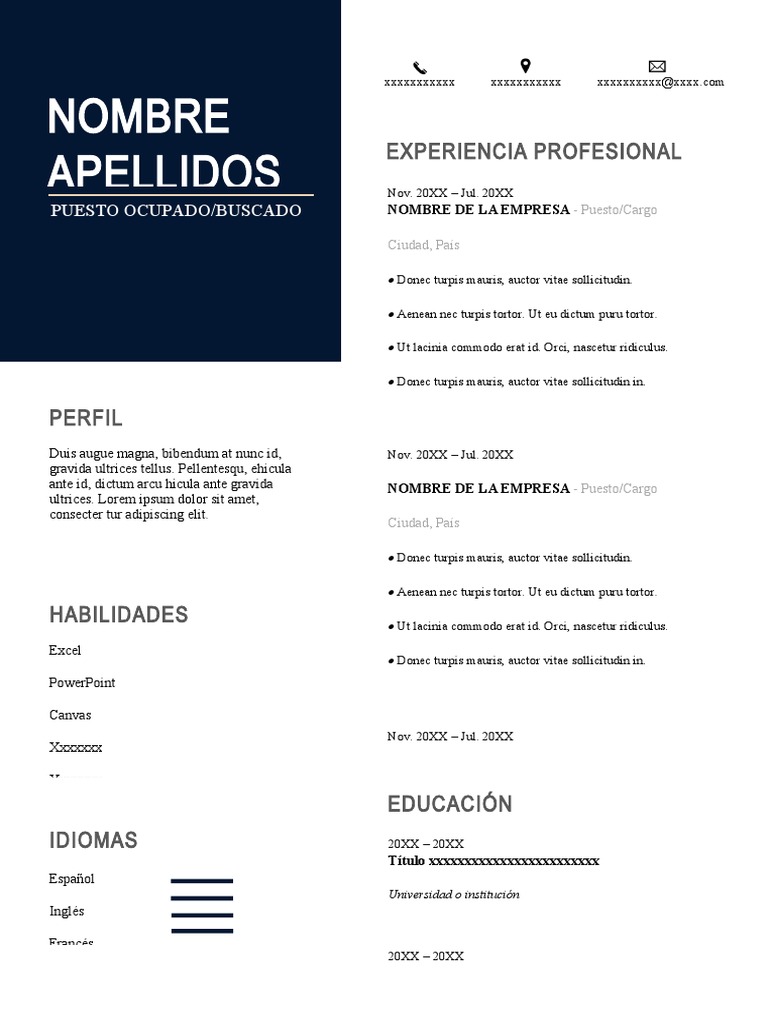210 Curriculum Vitae Formato CV Gratis | PDF
