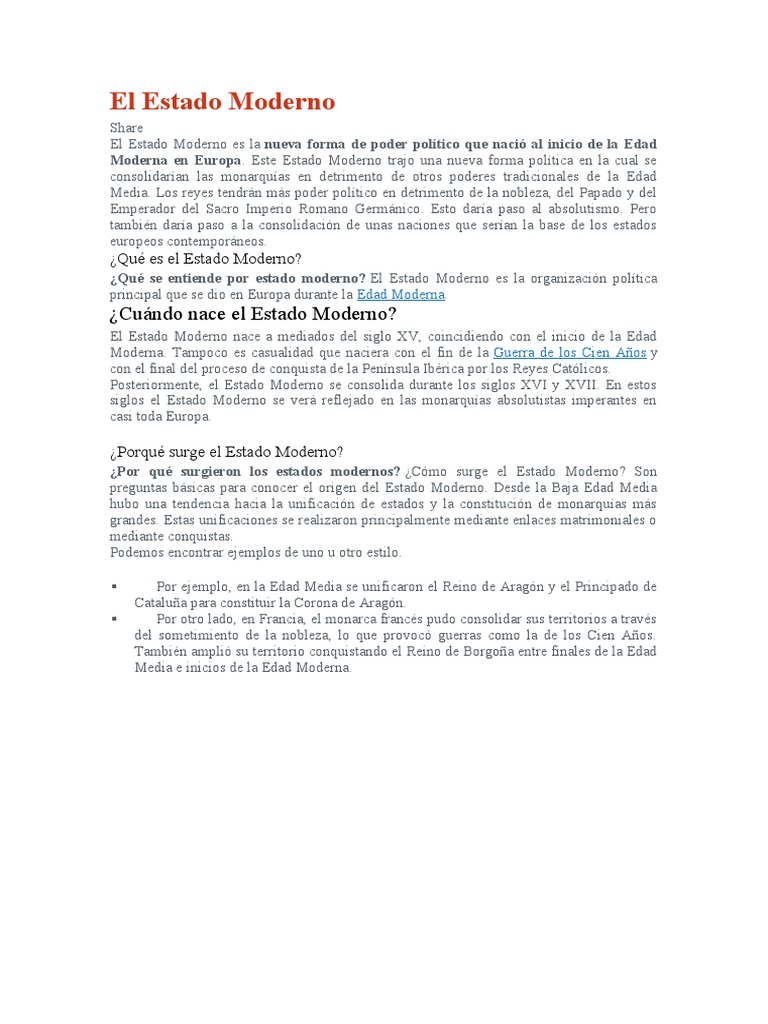 El Estado Moderno | PDF