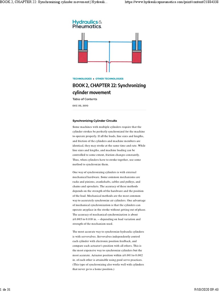 BOOK 2, CHAPTER 22 - Synchronizing Cylinder Movement | PDF | Valve | Pump