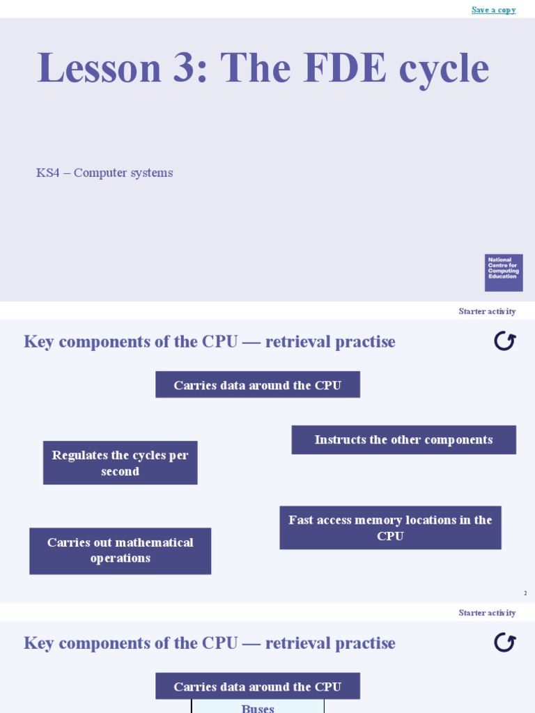 Lesson 3: The FDE Cycle: KS4 - Computer Systems | PDF | Central ...