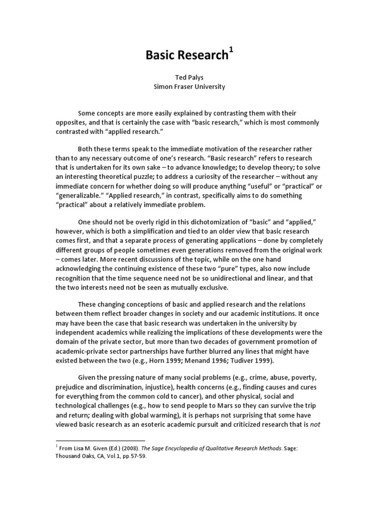 Basic Research Elements | PDF | Basic Research | Theory