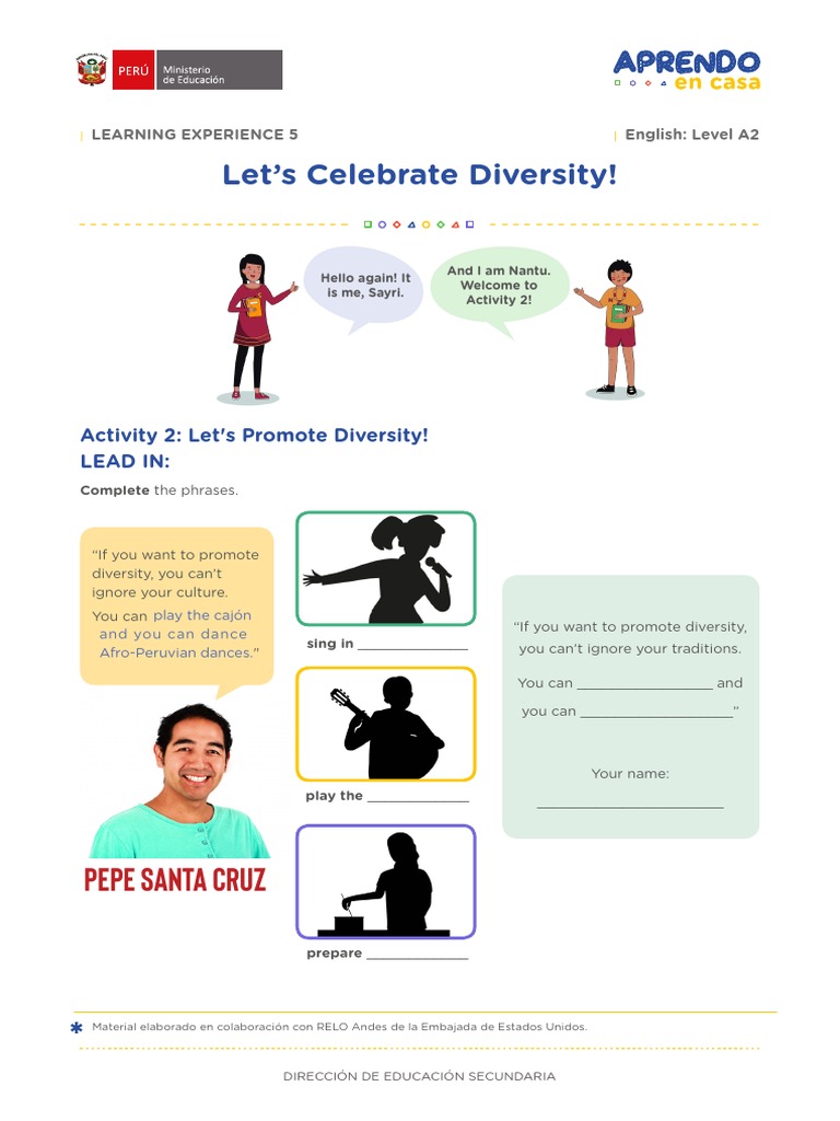 Let's Celebrate Diversity Activity 2 | PDF | Language Arts & Discipline