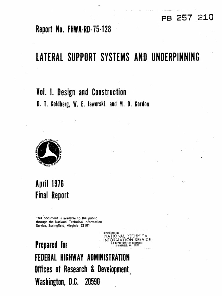 Lateral Support Systems and Underpinning Design and Construction | PDF ...