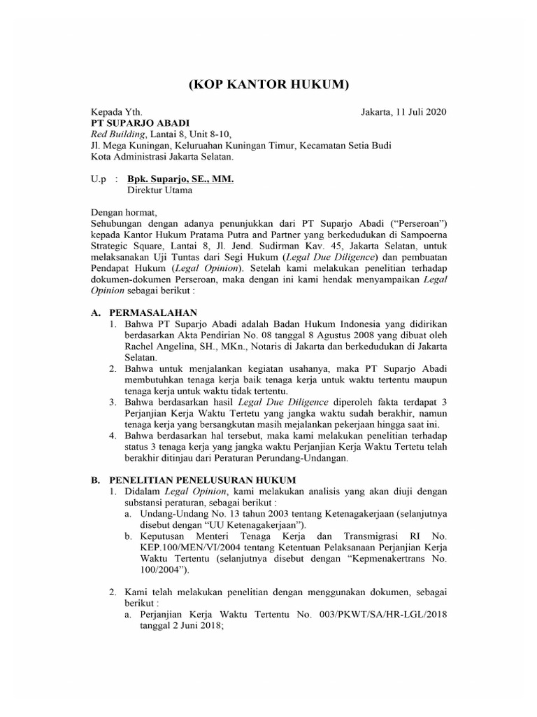 Contoh Legal Opinion | PDF
