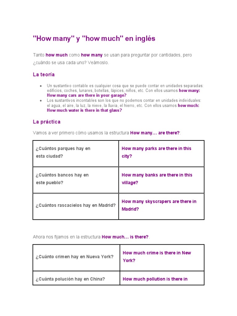 When to Use 'How Many' and 'How Much' in English | PDF | Morfología ...