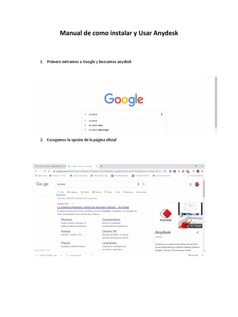Manual de Como Instalar y Usar Anydesk | PDF