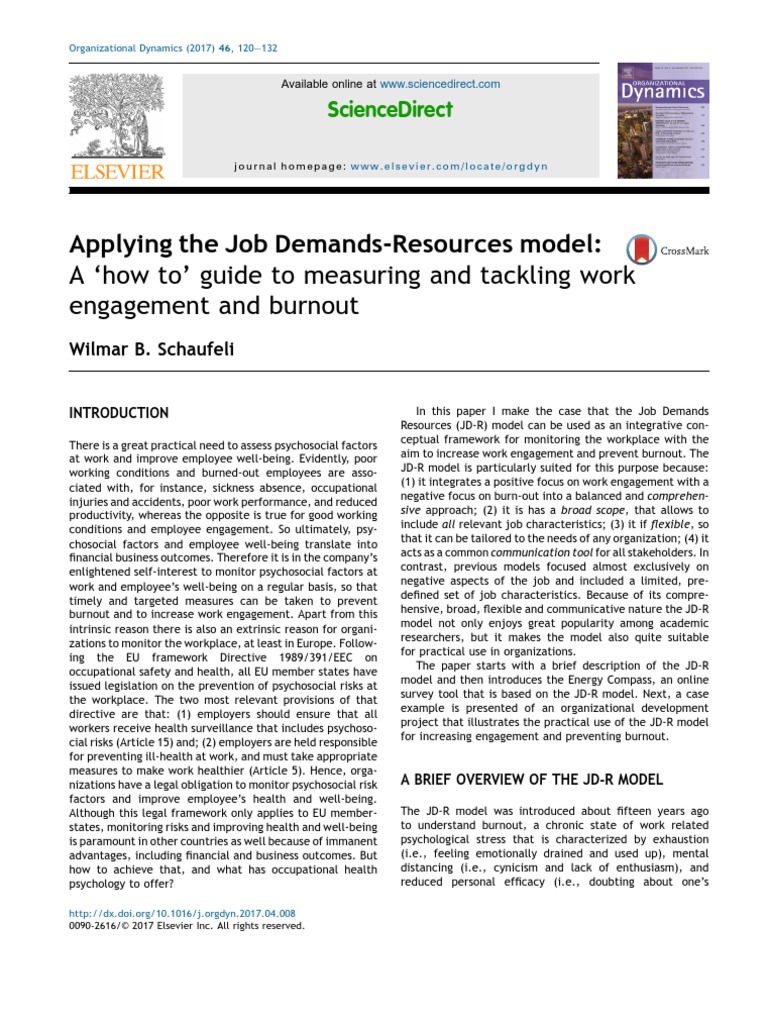 Applying The Job Demands-Resources Model: A How To ' Guide To Measuring ...