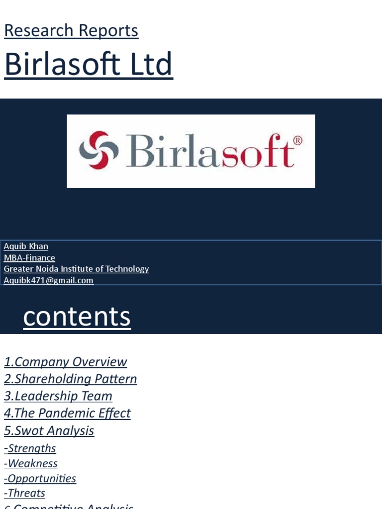 Birlasoft LTD: Research Reports | PDF | Valuation (Finance) | Insurance