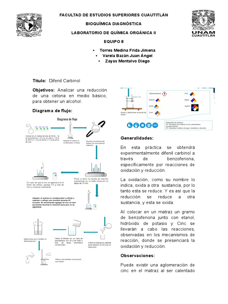 Reporte Difenil Carbinol | PDF | Redox | Sustancias químicas