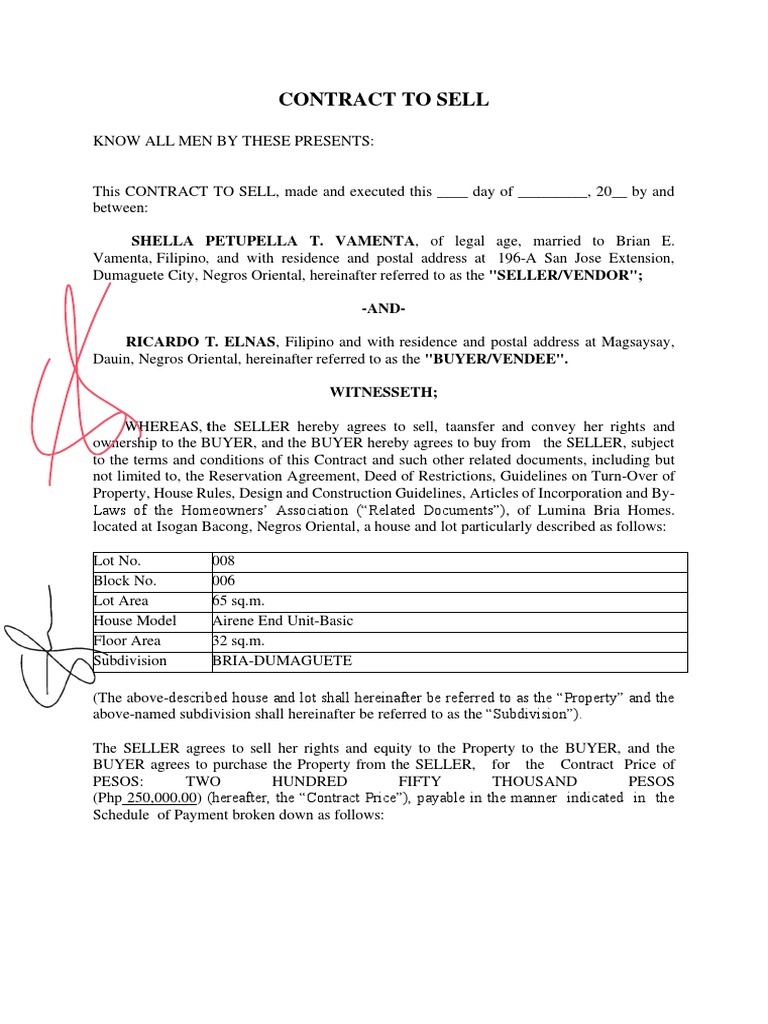 Contract To Sell Lumina Final Sig | PDF | Prices | Sales