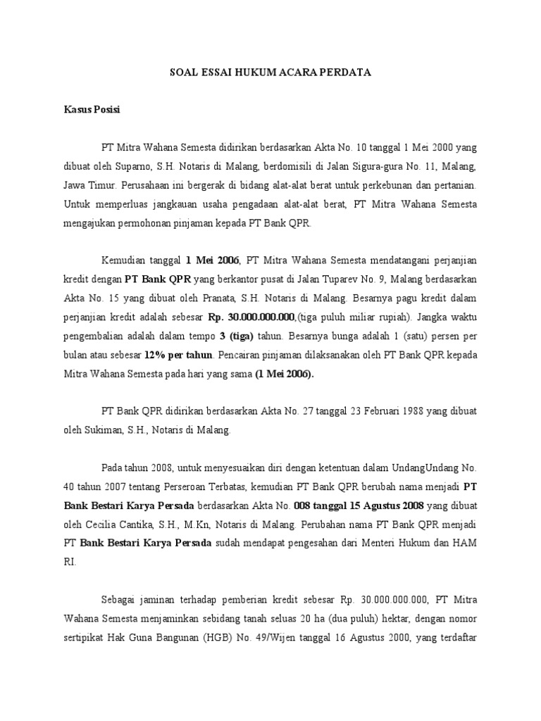 Soal Essai Hukum Acara Perdata | PDF