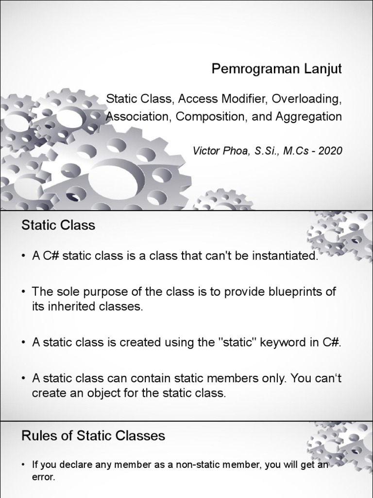Static Class, Overload | PDF | Class (Computer Programming) | Method (Computer Programming)