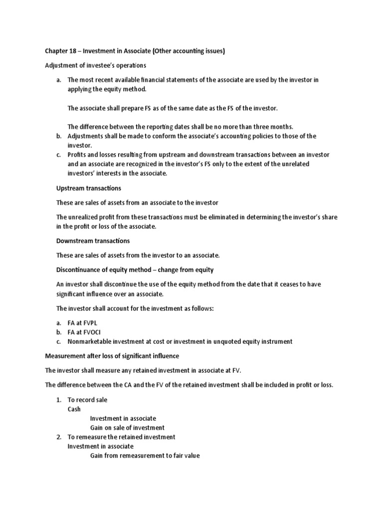 Chapter 18 - Investment in Associate (Other Accounting Issues) | PDF ...