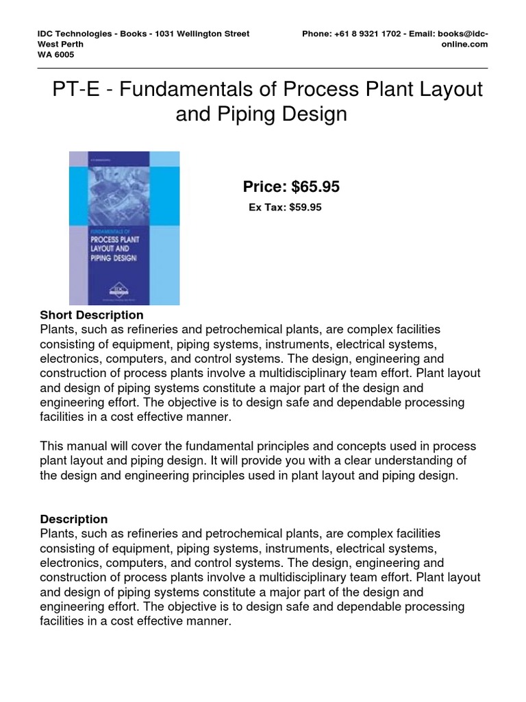 PT-E - Fundamentals of Process Plant Layout and Piping Design | PDF | Pascal (Unit) | Design