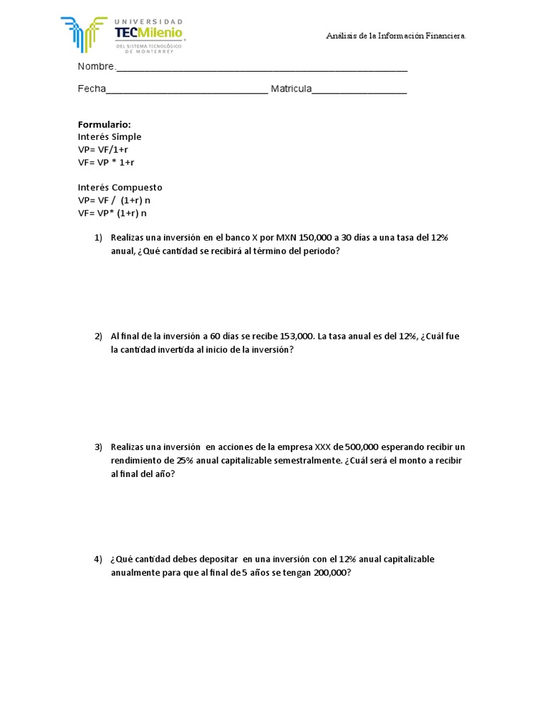 Ejercicios 7 y 8 Int Simple y Com | PDF