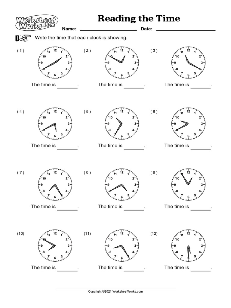 Reading The Time: Write The Time That Each Clock Is Showing | PDF