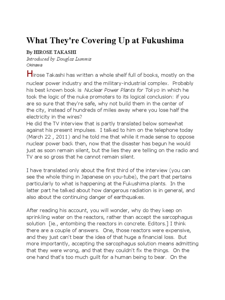What They Are Covering Up at Fukushima | PDF | Timeline Of The ...