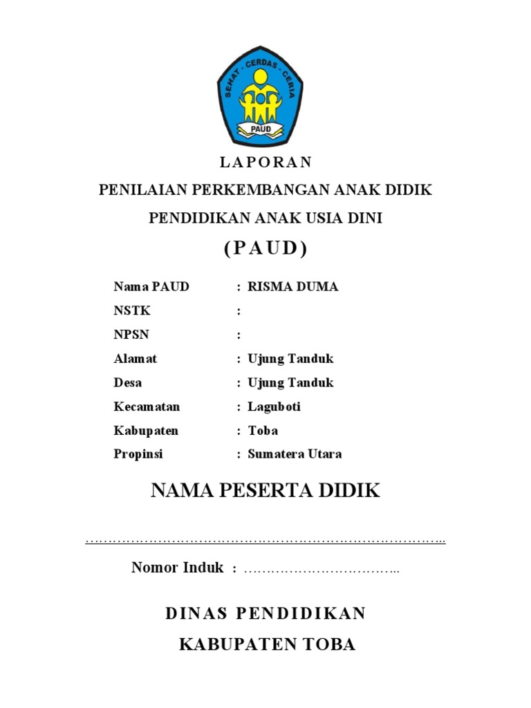 Sampul Buku Raport Paud | PDF